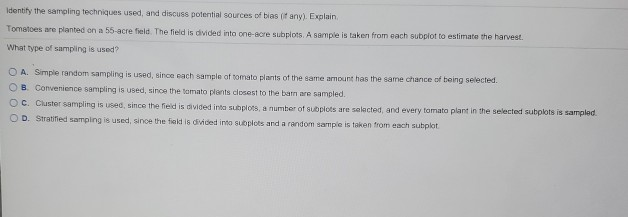 Solved Identify the sampling techniques used, and discuss | Chegg.com