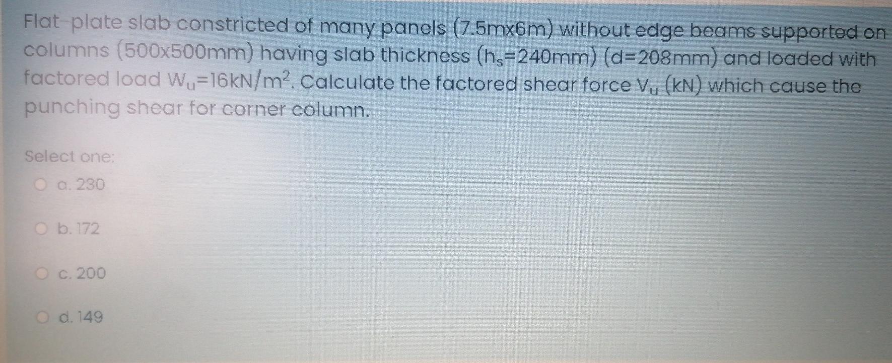 Solved Flat-plate slab constricted of many panels (7.5mx6m) | Chegg.com