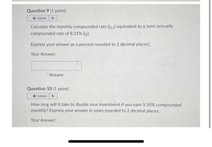 Solved Calculate the monthly compounded rate (j12) | Chegg.com