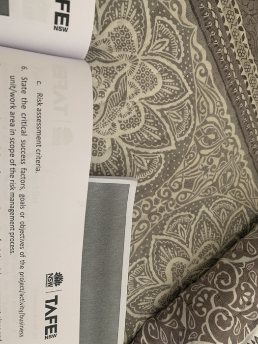 Solved FE NSW ASW TAFE C. Risk assessment criteria. 6. State | Chegg.com