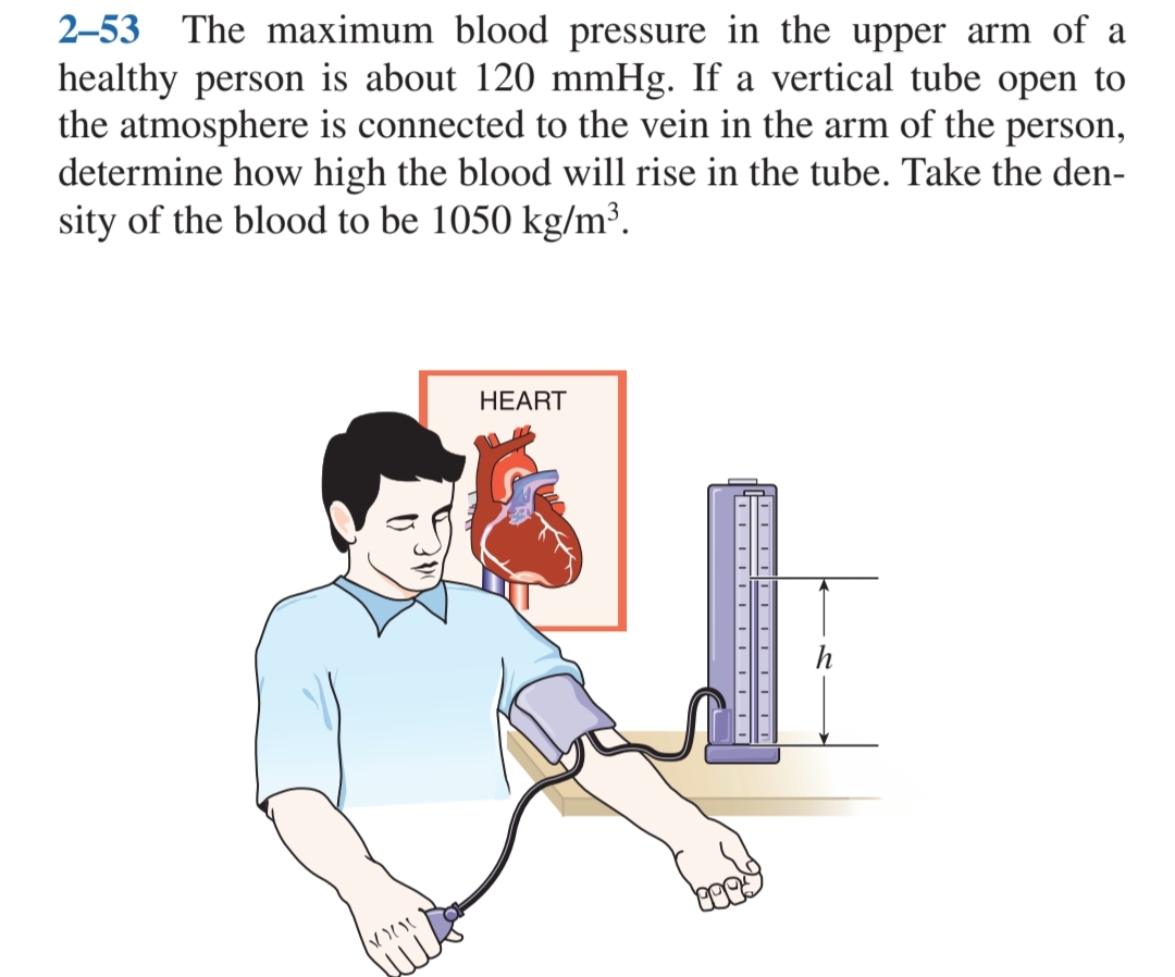 Solved 2-53 ﻿The maximum blood pressure in the upper arm of | Chegg.com