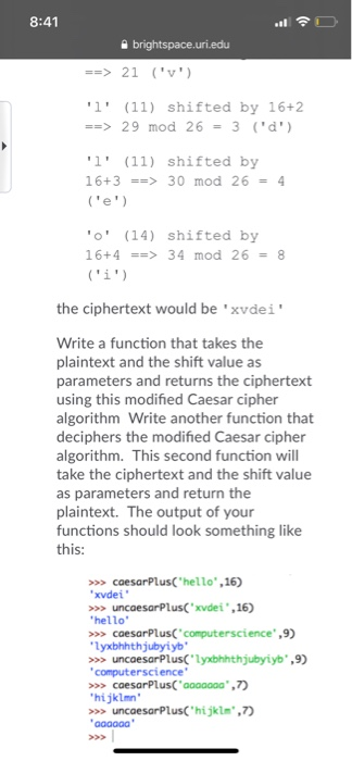 Solved 8:41 brightspace.uri.edu CSC 110 - Homework 7 - | Chegg.com
