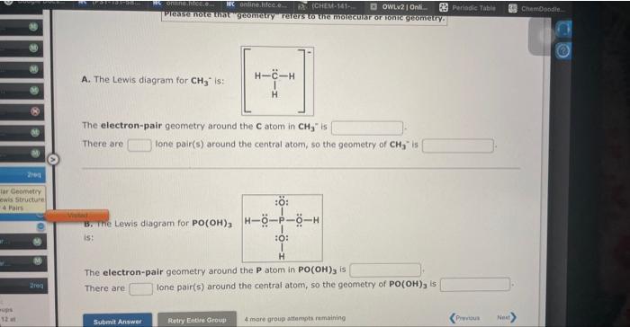 Solved A. The Lewis diagram for CH3∗ is: The electron-pair | Chegg.com
