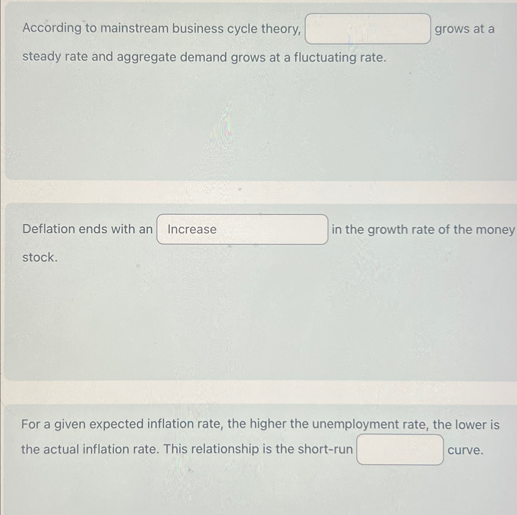 Solved According to mainstream business cycle theory,grows | Chegg.com