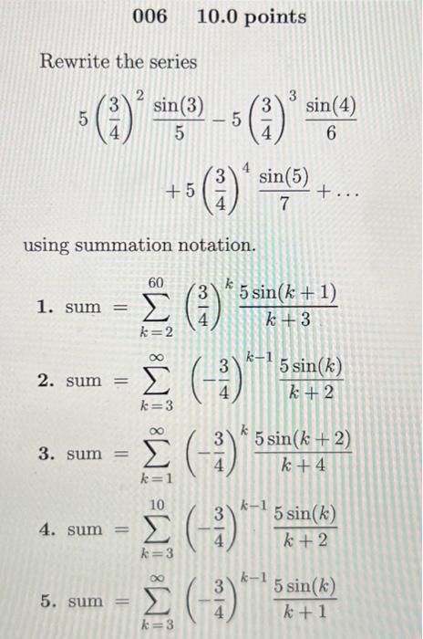 Solved Rewrite the series | Chegg.com