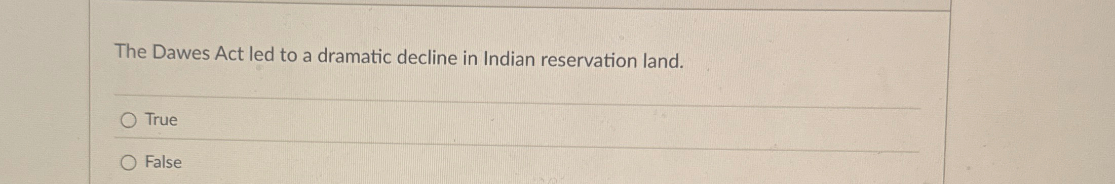 Solved The Dawes Act led to a dramatic decline in Indian | Chegg.com