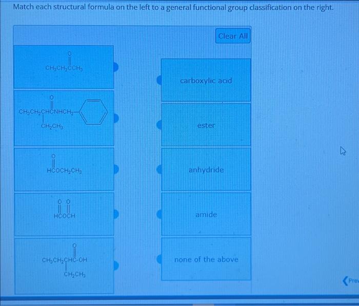Solved Match each structural formula on the left to a | Chegg.com