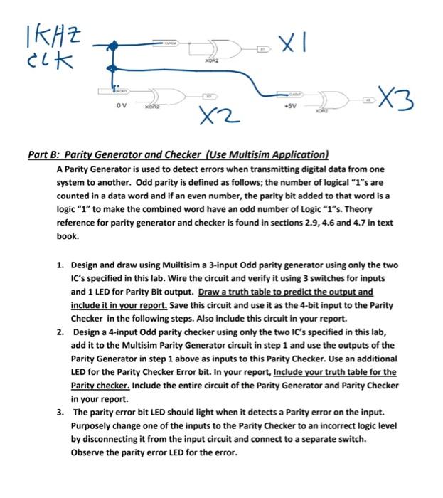 Solved art B: Parity Generator and Checker (Use Multisim | Chegg.com