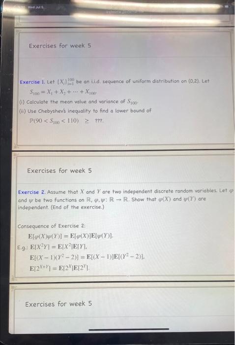 Solved Exercise 1. Let (Xi)i=1100 be an i.id sequence of | Chegg.com