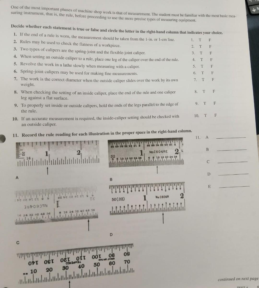 Solved One of the most important phases of machine shop work | Chegg.com
