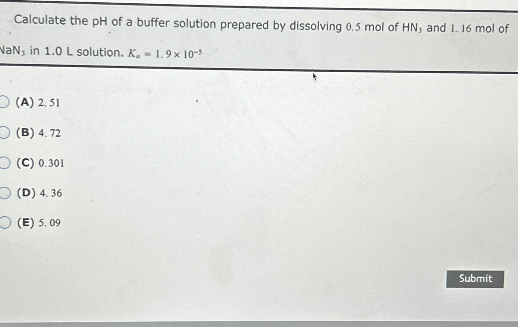 Calculate the pH ﻿of a buffer solution prepared by | Chegg.com