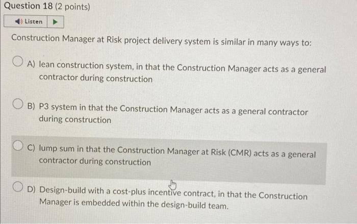 Solved Construction Manager at Risk project delivery system | Chegg.com