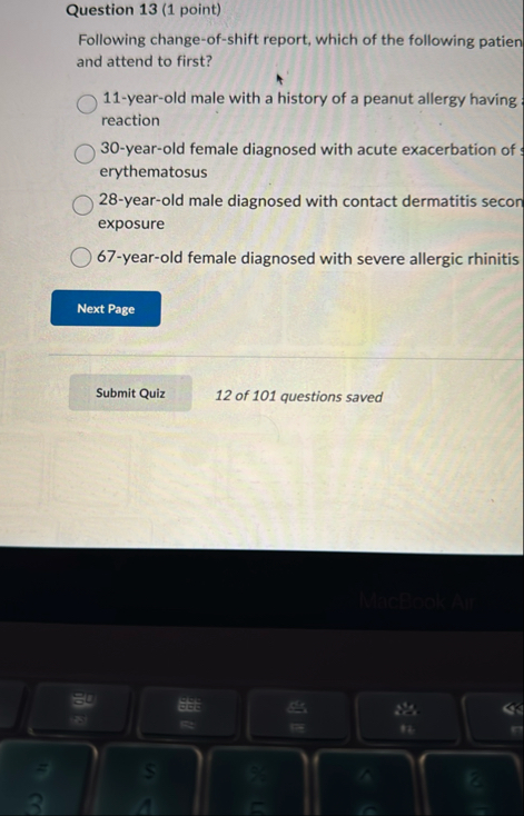 Solved Question 13 (1 ﻿point)Following change-of-shift | Chegg.com