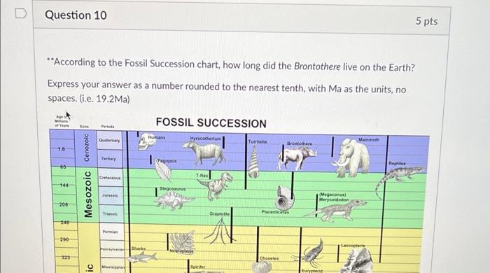 Solved Question 10 5 pts **According to the Fossil | Chegg.com
