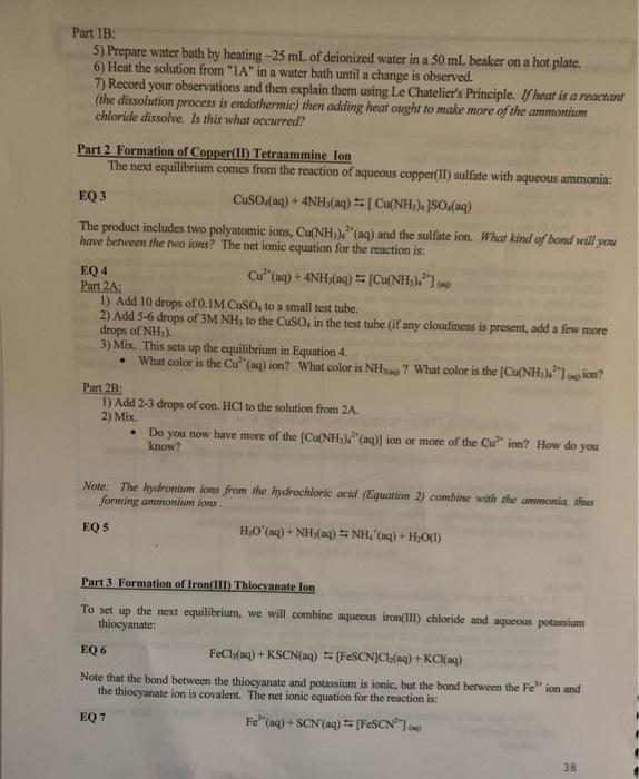 Solved Equilibrium Instant Lab Report Purpose: The purpose | Chegg.com
