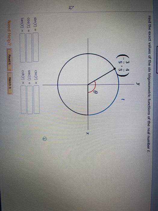 Solved find the exact values of the six trigonometric | Chegg.com