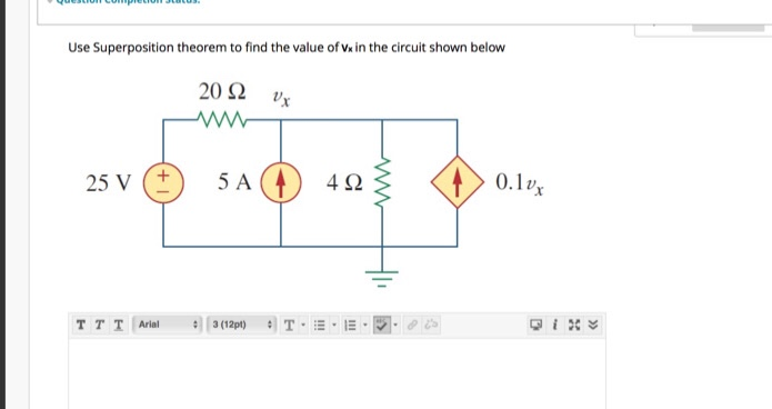 Solved Use Superposition theorem to find the value of Vx in | Chegg.com