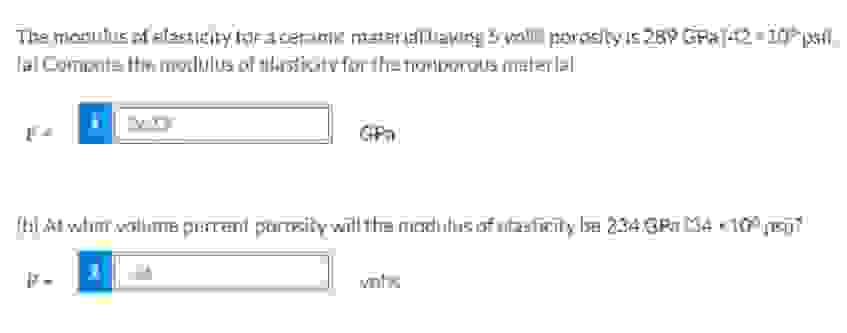 Solved The modulus of elasticity for a ceramic material | Chegg.com