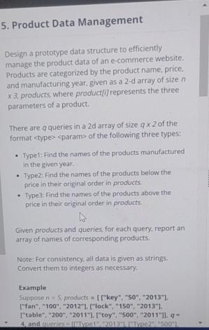 Solved Product Data ManagementDesign a prototype data | Chegg.com