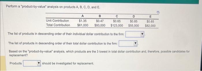 Solved Perform a "product-by-value" analysis on products A, | Chegg.com