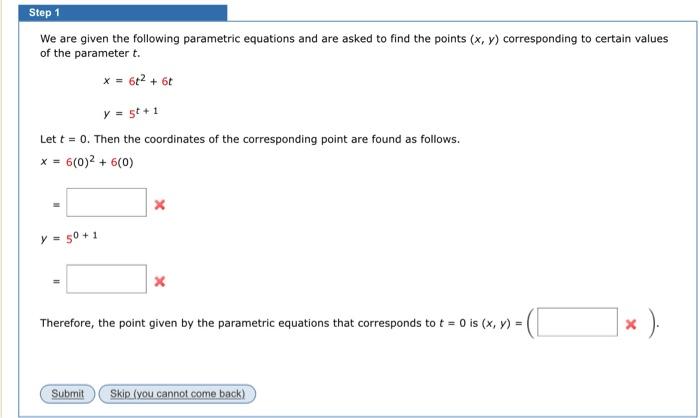 Solved We Are Given The Following Parametric Equations And