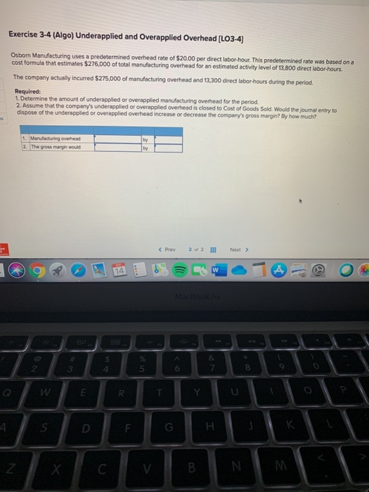 Solved Exercise 3-4 (Algo) Underapplied and Overapplied | Chegg.com