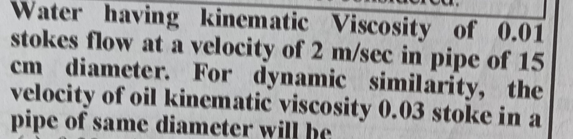 Solved Water having kinematic Viscosity of 0.01stokes flow | Chegg.com
