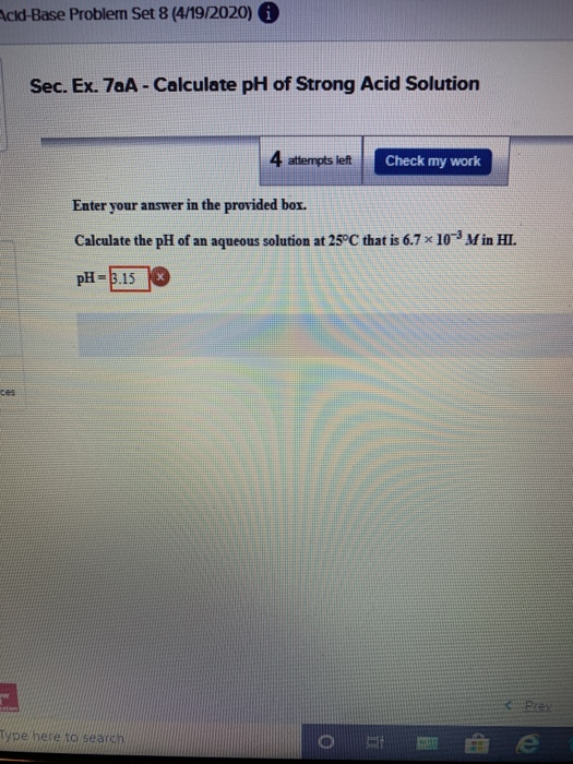 Solved Acid-Base Problem Set 8 (4/19/2020) i Sec. Ex. 70A - | Chegg.com