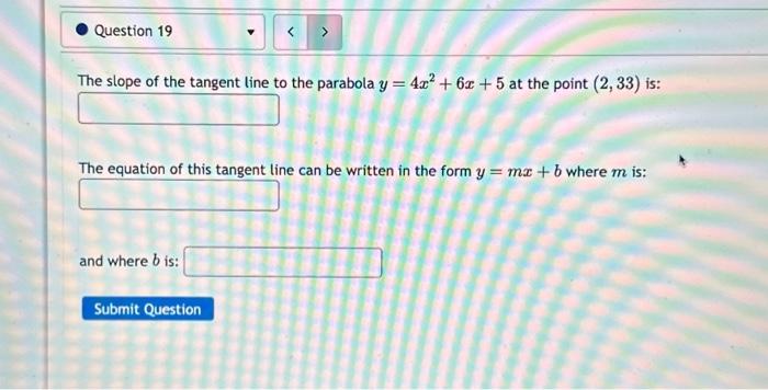 Solved The slope of the tangent line to the parabola | Chegg.com