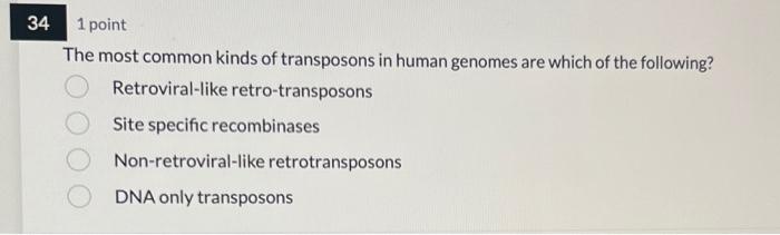 Solved The most common kinds of transposons in human genomes | Chegg.com