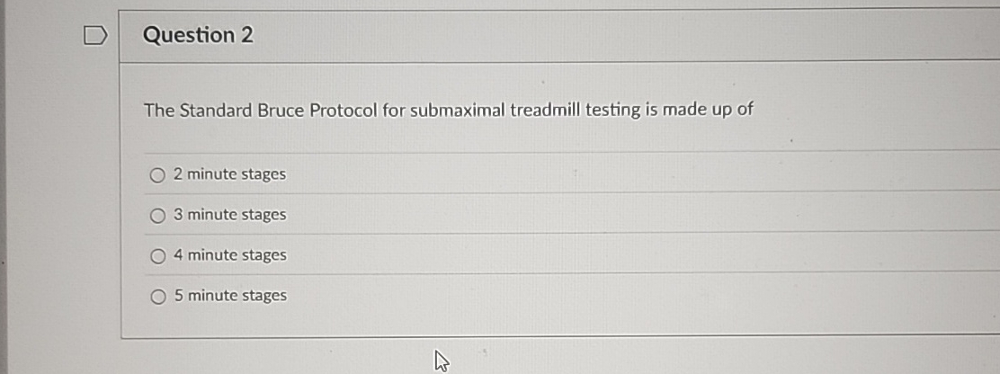 Solved Question 2The Standard Bruce Protocol for submaximal | Chegg.com