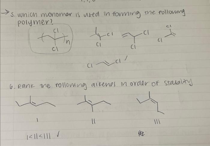 Solved s. which monomer is used in forming the following | Chegg.com