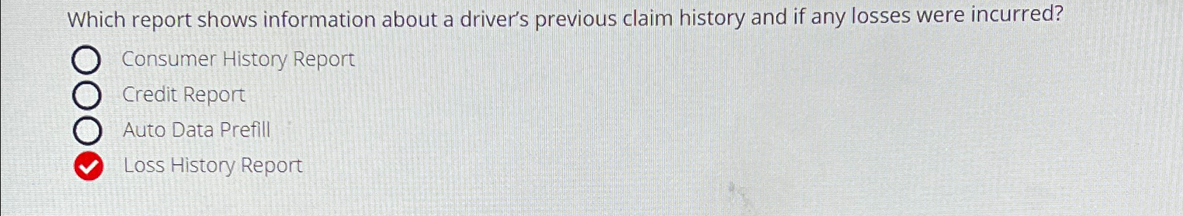 Which report shows information about a driver's | Chegg.com