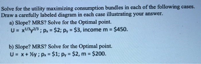Solved Solve for the utility maximizing consumption bundles | Chegg.com