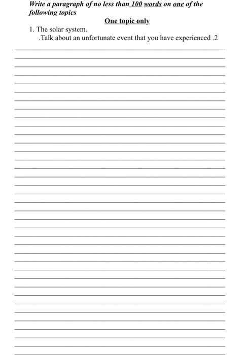 Solved Write a paragraph of no less than 100 words on one of | Chegg.com