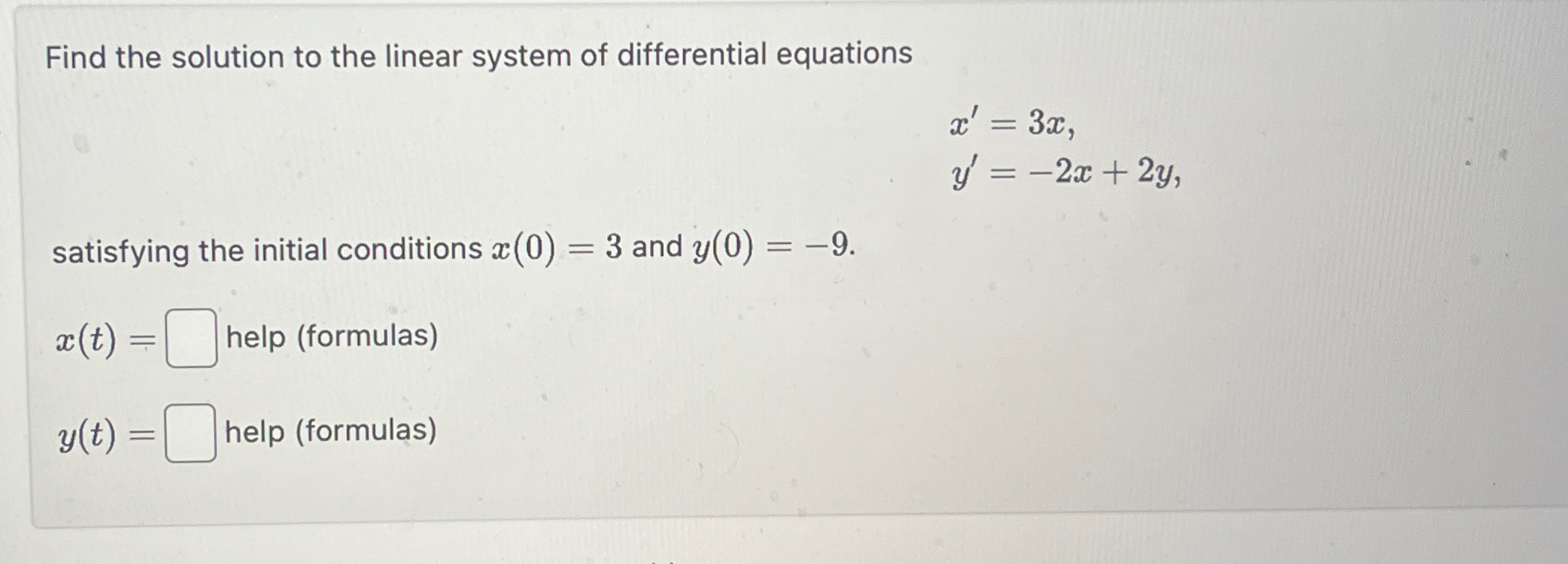 Solved Find the solution to the linear system of | Chegg.com