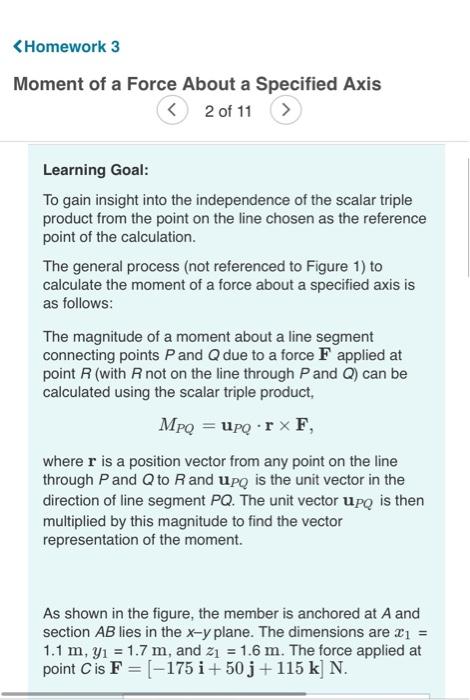 Solved 20411 Moment of a Force About a Specified Axis View | Chegg.com