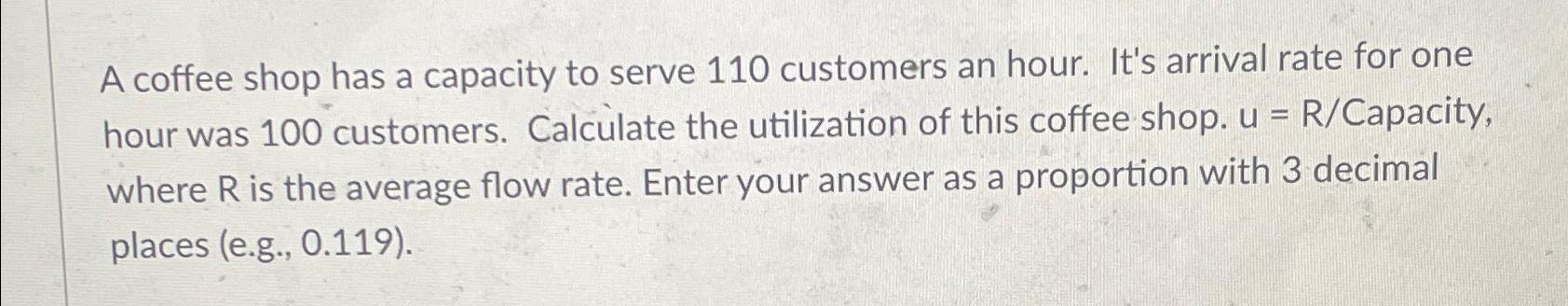 Solved A coffee shop has a capacity to serve 110 ﻿customers | Chegg.com
