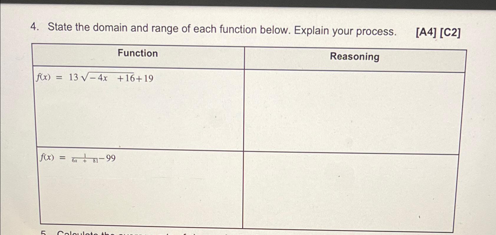 Solved State the domain and range of each function below. | Chegg.com
