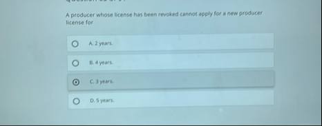 Solved A producer whose license has been revoked cannot | Chegg.com