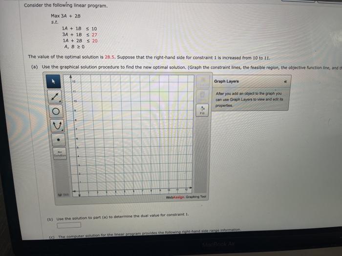 Solved Consider the following linear program. Max 3A + 2B | Chegg.com