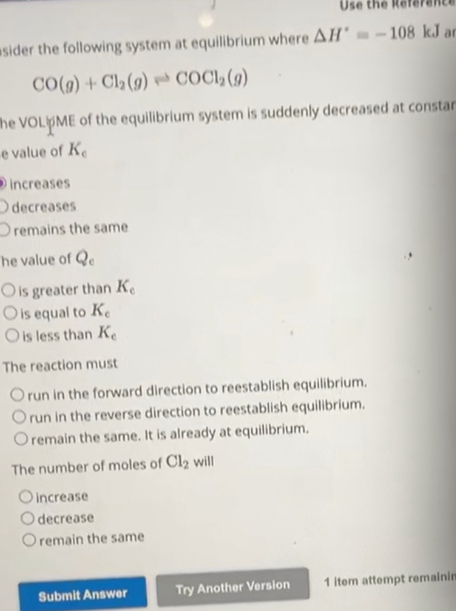 Solved sider the following system at equilibrium where | Chegg.com