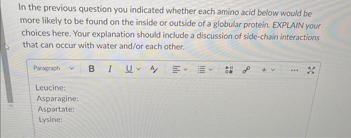 Solved Question 7 ( 2 points) Indicate whether each amino | Chegg.com