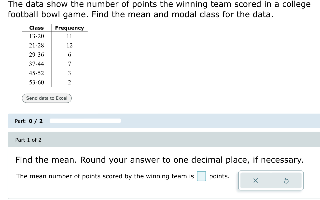 Solved The data show the number of points the winning team | Chegg.com