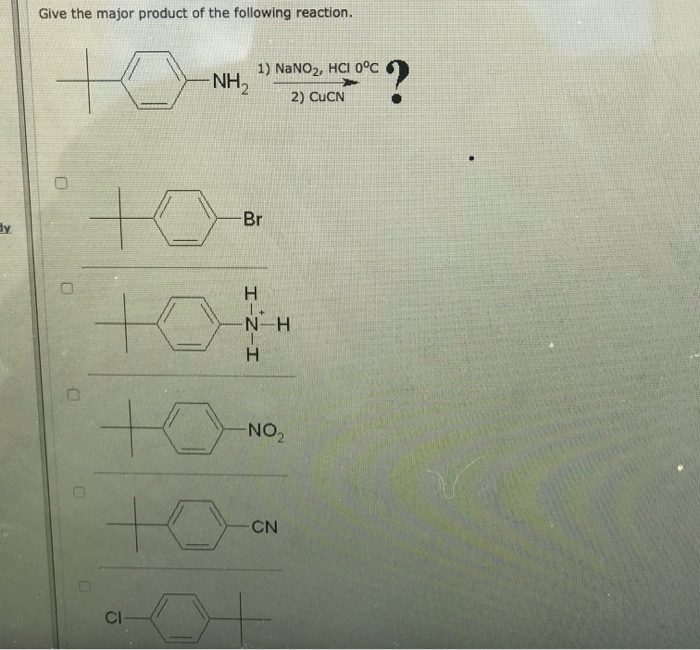 Solved Give the major product of the following reaction. NH2 | Chegg.com