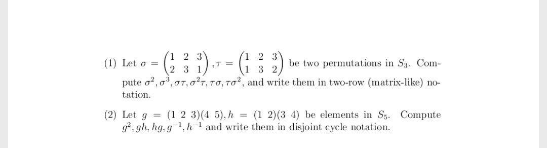Solved Please solve (1) ﻿and (2).Let Sn ﻿be the symmetric | Chegg.com
