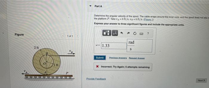 Solved Determine the angular velocity of the spool. The | Chegg.com