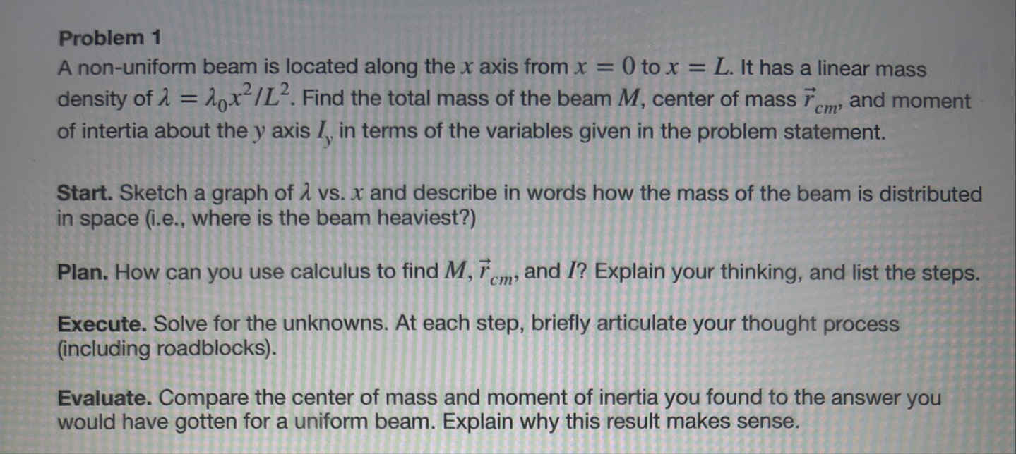 Solved Problem 1A non-uniform beam is located along the x | Chegg.com