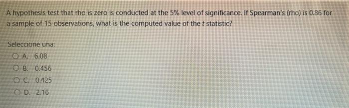 Solved A hypothesis test that tho is zero is conducted at | Chegg.com