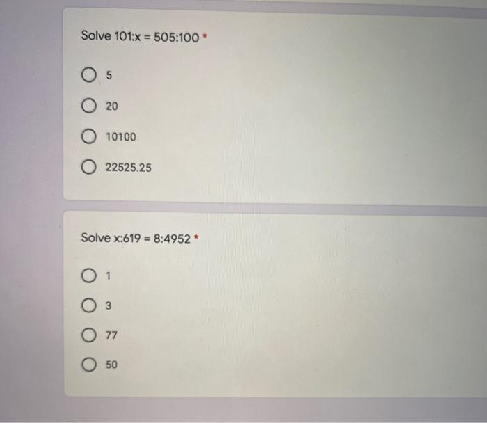 Solved Solve 101:x = 505:100* O 5 20 O 10100 O 22525.25 | Chegg.com